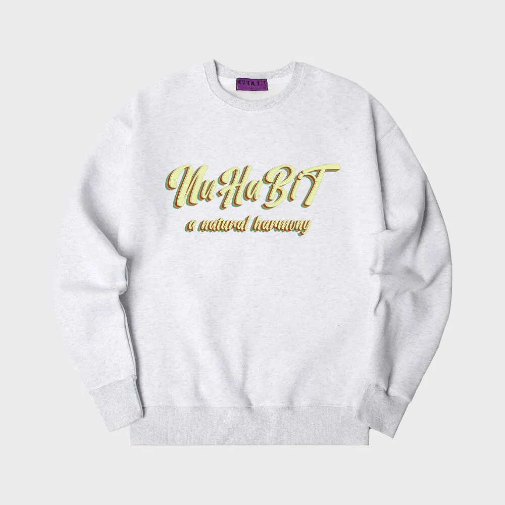 N/H CURSIVE NUHABIT 오버핏 기모 맨투맨_멜란지화이트 (GOM4-4NH1203) - 감도 깊은 취향 셀렉트샵 29CM