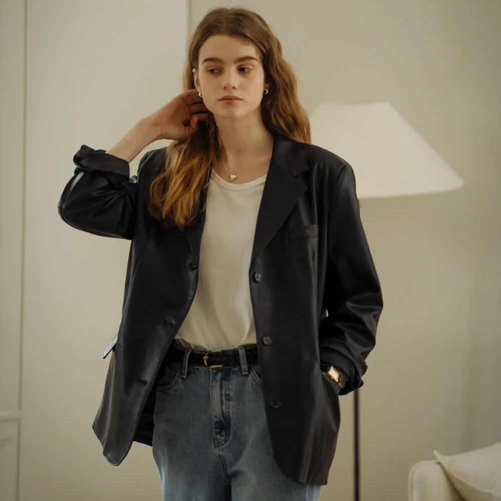 Eco leather classic three button single jacket_Black - 감도 깊은 취향 셀렉트샵 29CM