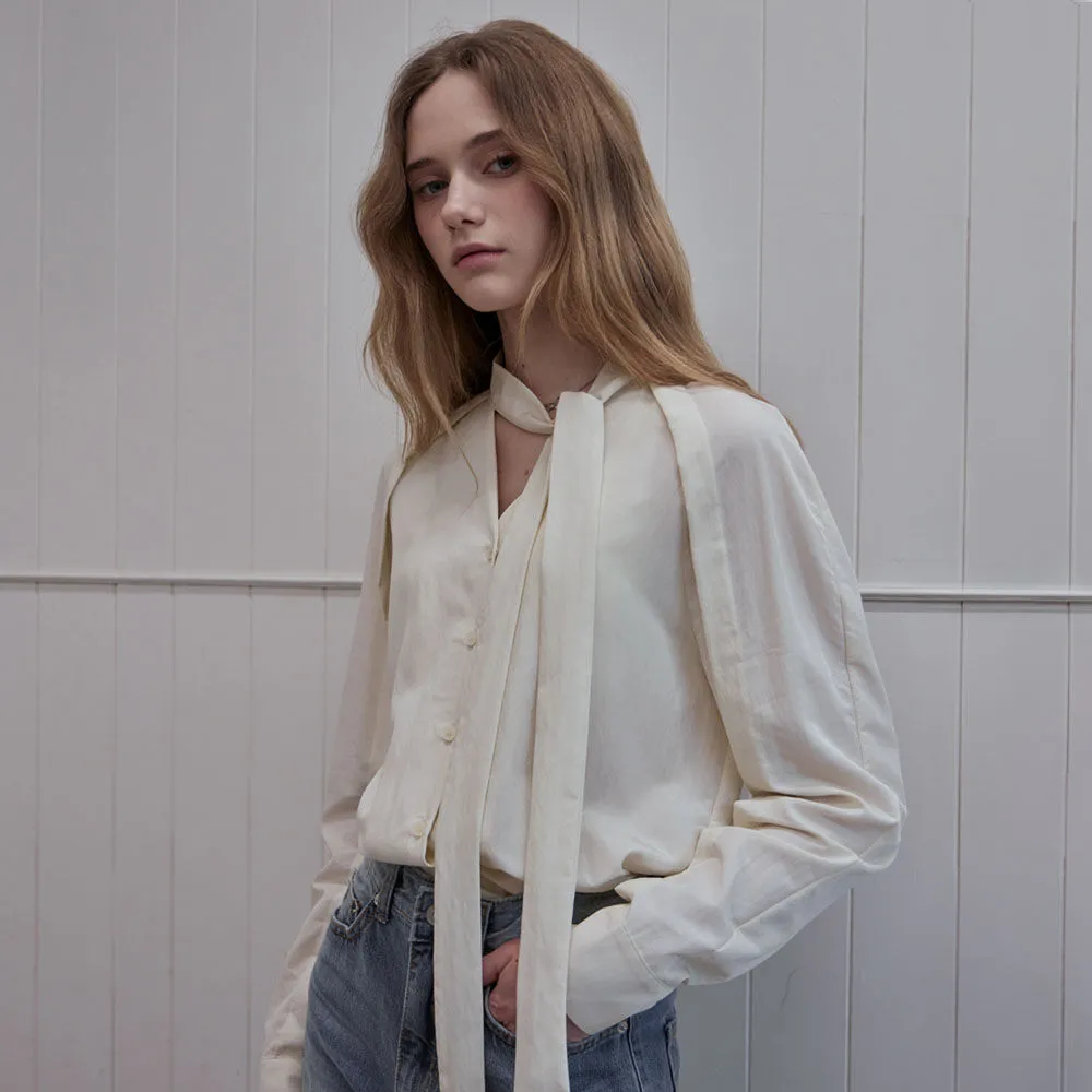 ADELE TIE V NECK BLOUSE_2COLORS_CREAM - 감도 깊은 취향 셀렉트샵 29CM