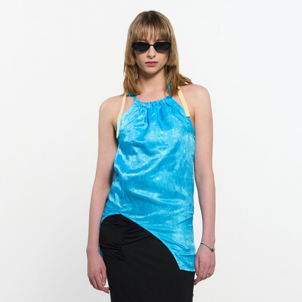 Two Tone Ribbon Paisely Halter-neck Top _ SKYBLUE - 감도 깊은 취향 셀렉트샵 29CM