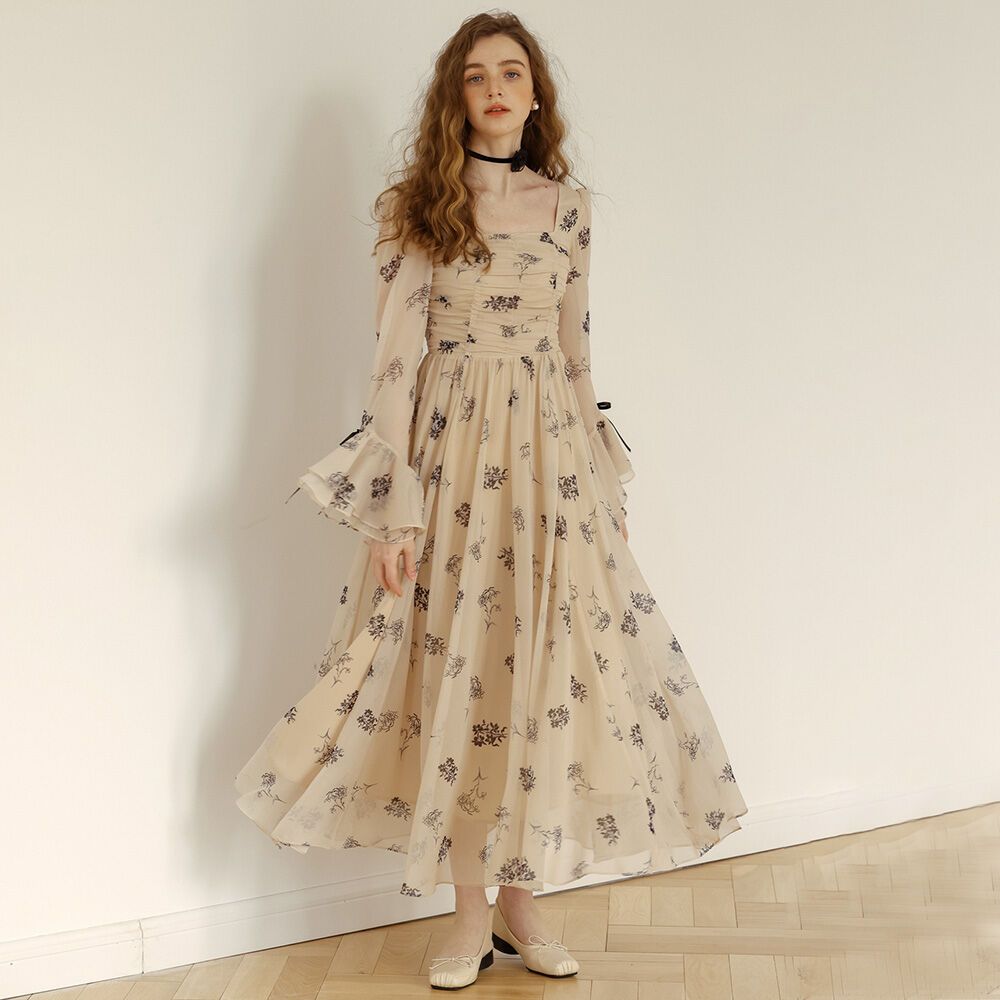 DD_Ink printed floral bell sleeve dress - 감도 깊은 취향 셀렉트샵 29CM