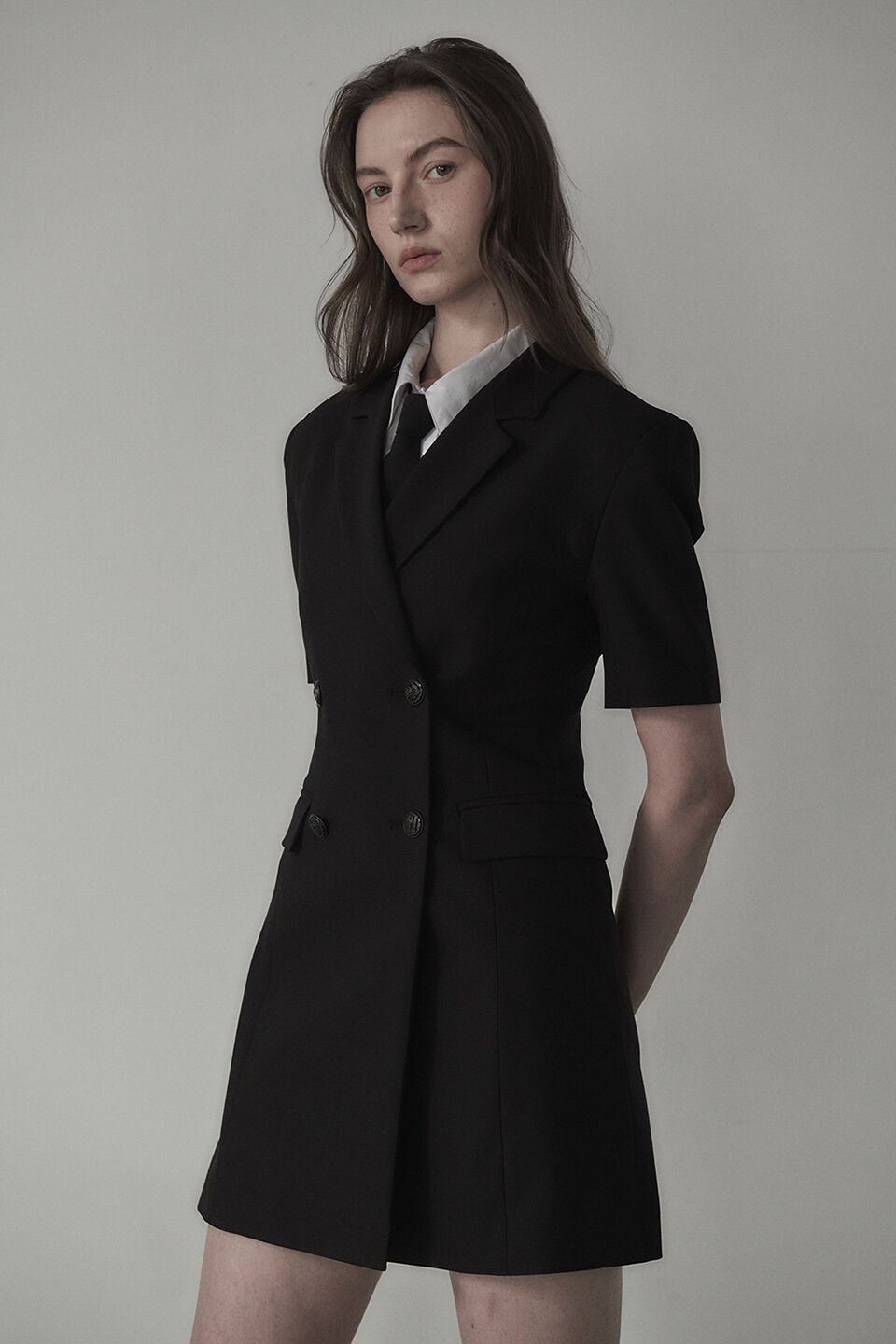 Jenn black half sleeve suit jacket dress - 감도 깊은 취향 셀렉트샵 29CM