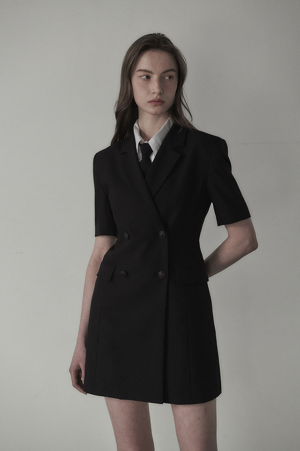 Jenn black half sleeve suit jacket dress - 감도 깊은 취향 셀렉트샵 29CM