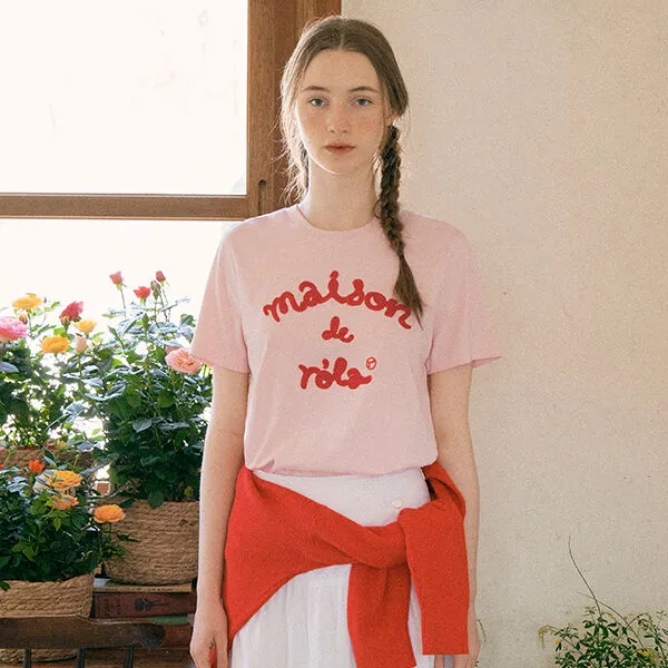 MAISON DE ROLA EMBROIDERY T-SHIRT PINK - 감도 깊은 취향 셀렉트샵 29CM