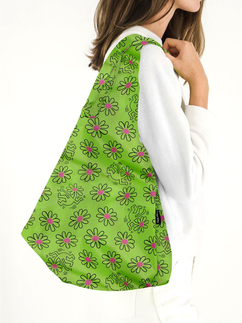 [바쿠백] 휴대용 장바구니 접이식 시장가방 Keith Haring Flower 감도 깊은 취향 셀렉트샵 29cm