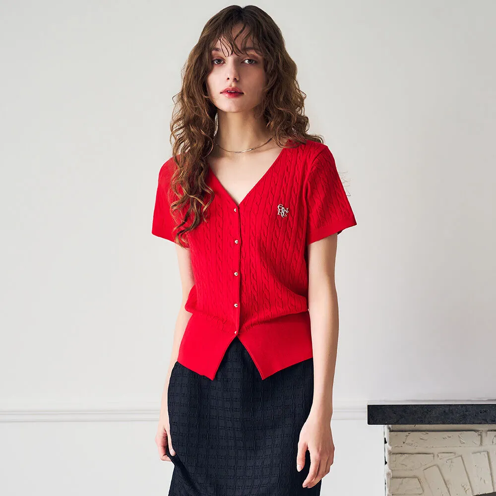 WOMAN 텐셀 브이넥 케이블 가디건 [RED] / WBD2L43545 - 감도 깊은 취향 셀렉트샵 29CM