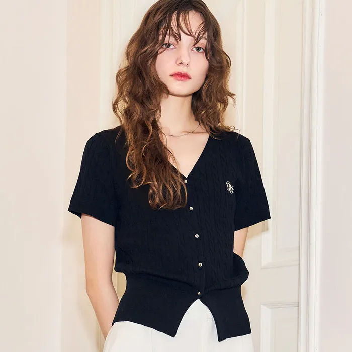 WOMAN 텐셀 브이넥 케이블 가디건 [BLACK] / WBD2L43545 - 감도 깊은 취향 셀렉트샵 29CM