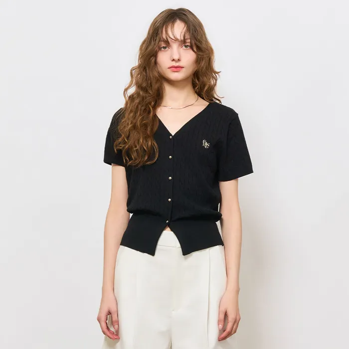 WOMAN 텐셀 브이넥 케이블 가디건 [BLACK] / WBD2L43545 - 감도 깊은 취향 셀렉트샵 29CM