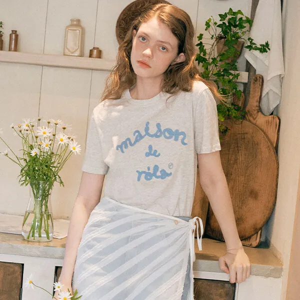 MAISON DE ROLA EMBROIDERY T-SHIRT MELANGE GRAY - 감도 깊은 취향 셀렉트샵 29CM