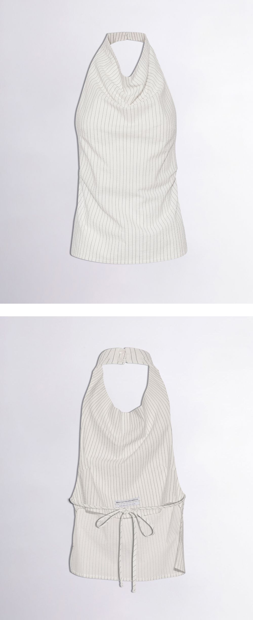 Drape Backless Halter Top White Pinstripe - 감도 깊은 취향 셀렉트샵 29CM