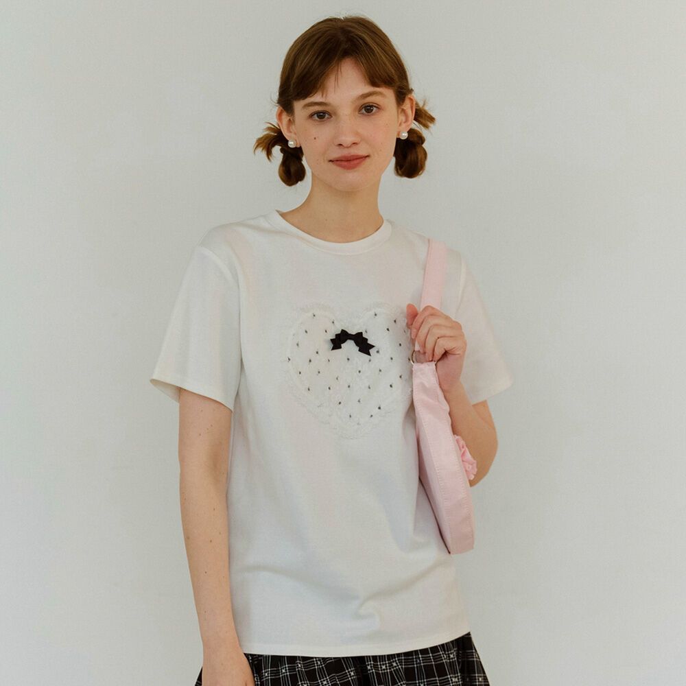 DD_Lace heart short sleeve top - 감도 깊은 취향 셀렉트샵 29CM