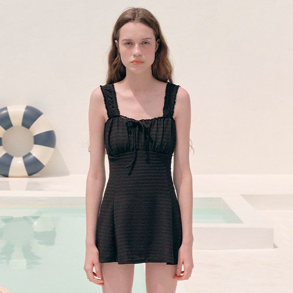 LACE RIBBON ONEPIECE SWIMSUIT BLACK - 감도 깊은 취향 셀렉트샵 29CM