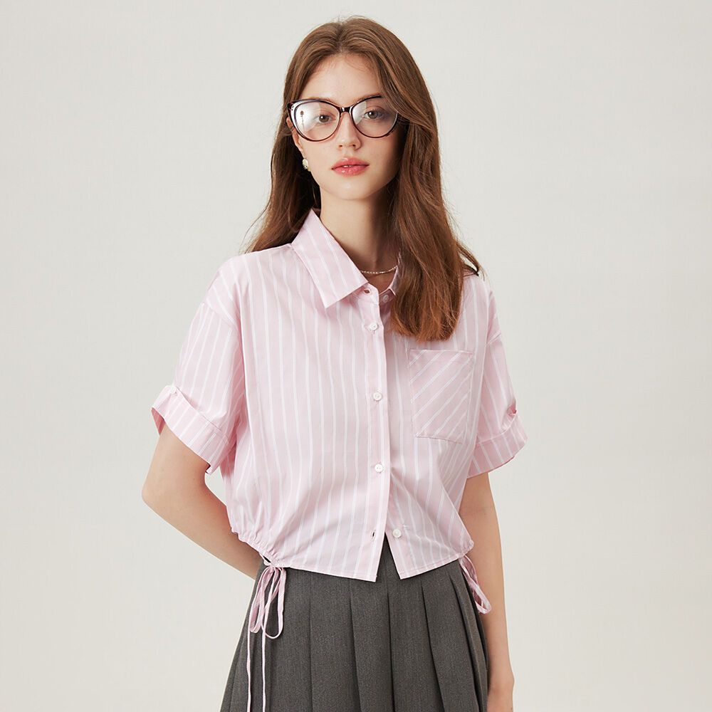 WD_Striped drawstring cropped shirt_2color - 감도 깊은 취향 셀렉트샵 29CM