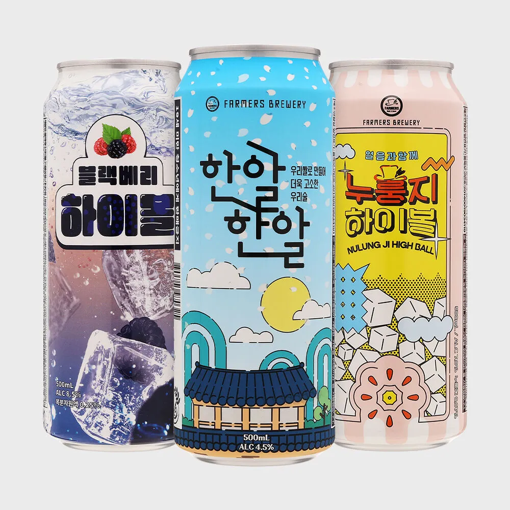 파머스맥주 3종 한알한알, 블랙베리, 누룽지 500ml 각1캔 - 감도 깊은 취향 셀렉트샵 29CM