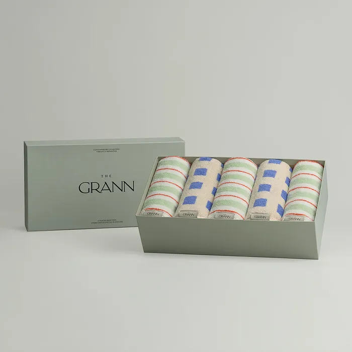 [29CM 단독 판매] [선물포장] 페이스 타월 5P기획 모음전 - 피크닉 그린+레몬 옐로우+블루 스퀘어 (에디션_가든컬렉션) 기프트세트 쇼핑백별도구매 - 감도 깊은 취향 ...