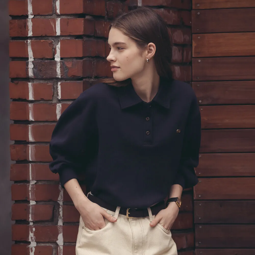 [29단독/추가쿠폰/24H세일]Volume sleeve collar pique t-shirt_Navy - 감도 깊은 취향 셀렉트샵 29CM