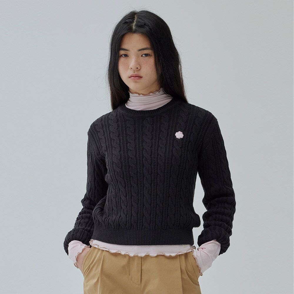 [24FW] 우먼 클로버하트 케이블 니트 - 블랙 - 감도 깊은 취향 셀렉트샵 29CM