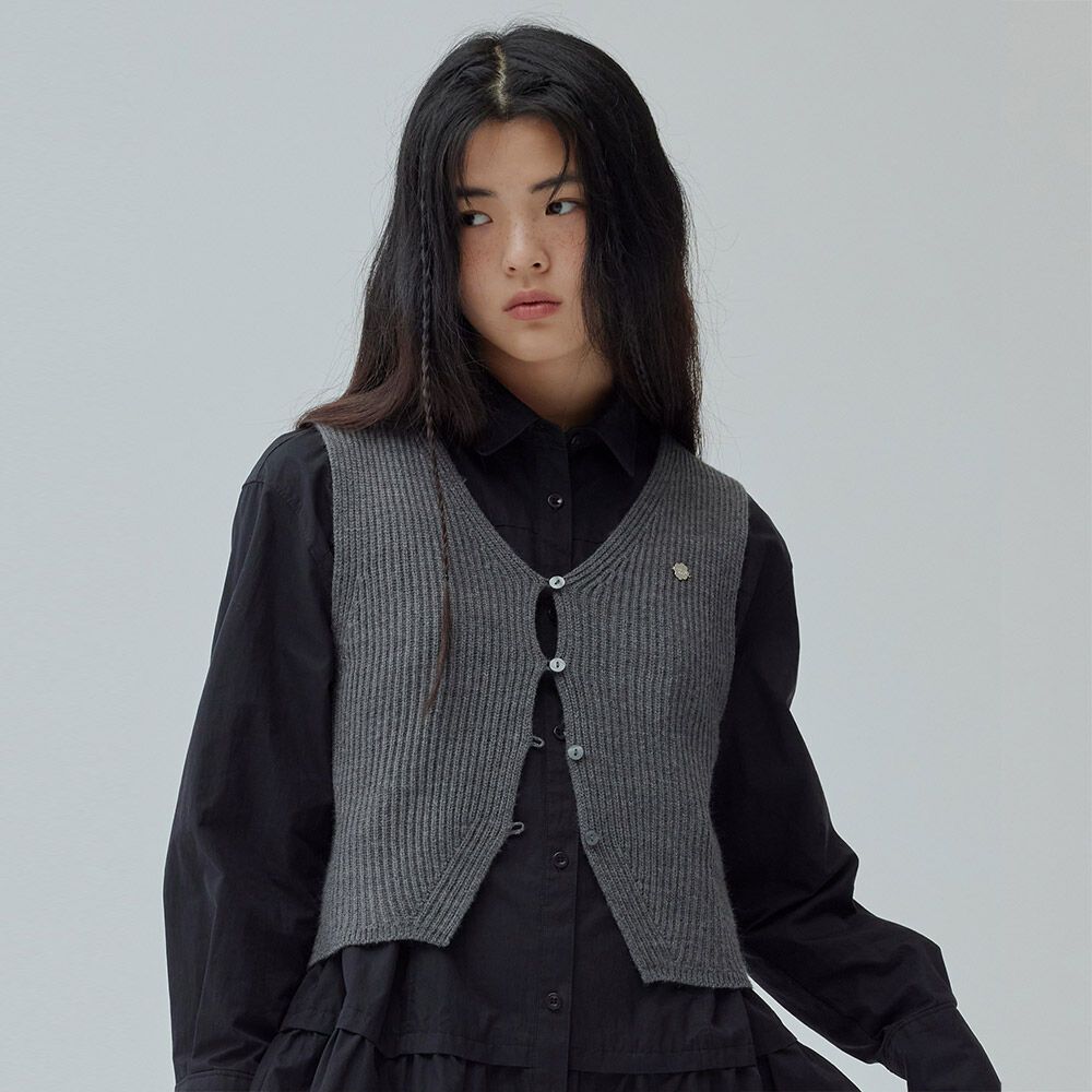 [24FW] 우먼 타이 니트 베스트 - 멜란지 그레이 - 감도 깊은 취향 셀렉트샵 29CM