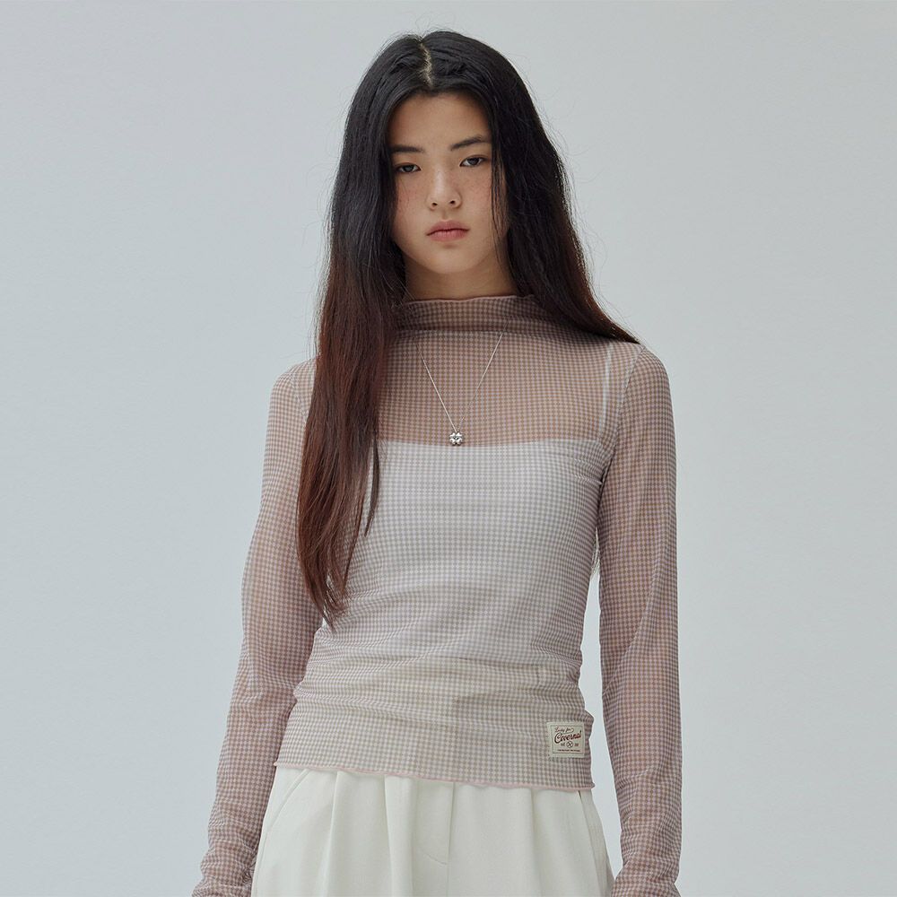 [24FW] 우먼 메쉬 터틀넥 롱슬리브 - 라이트 핑크 - 감도 깊은 취향 셀렉트샵 29CM