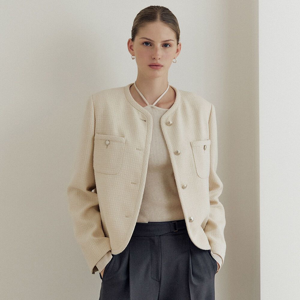Binding round neck tweed jacket (2color) - 감도 깊은 취향 셀렉트샵 29CM