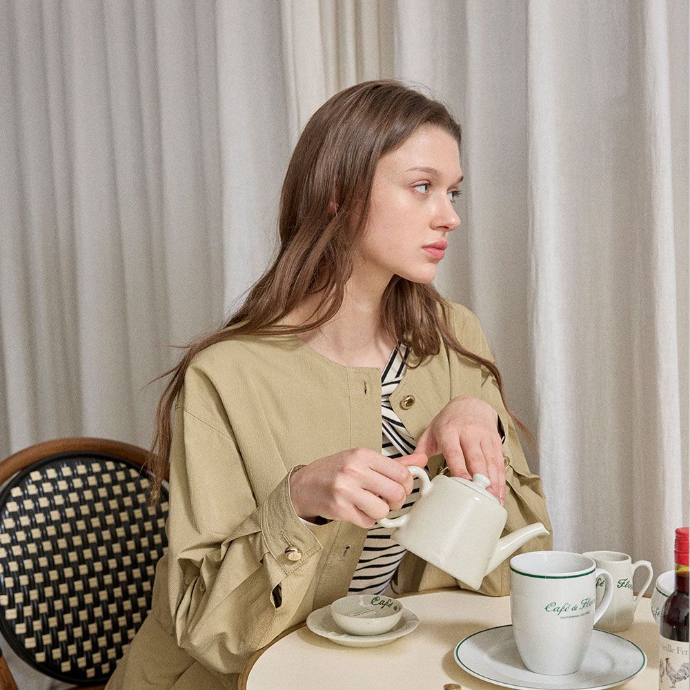 Snap round neck short jumper (Khaki) - 감도 깊은 취향 셀렉트샵 29CM