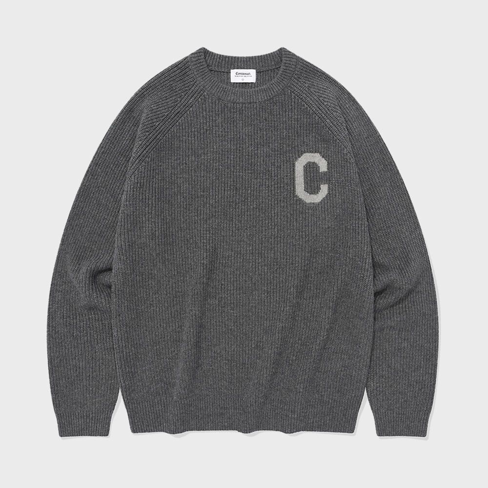 [24FW] 미들 C 로고 크루넥 니트 - 멜란지 그레이 - 감도 깊은 취향 셀렉트샵 29CM