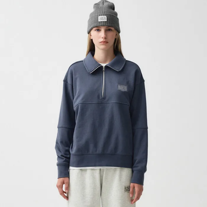 CLASSIC LOGO HALF NECK ZIPUP SWEATSHIRT ash navy - 감도 깊은 취향 셀렉트샵 29CM