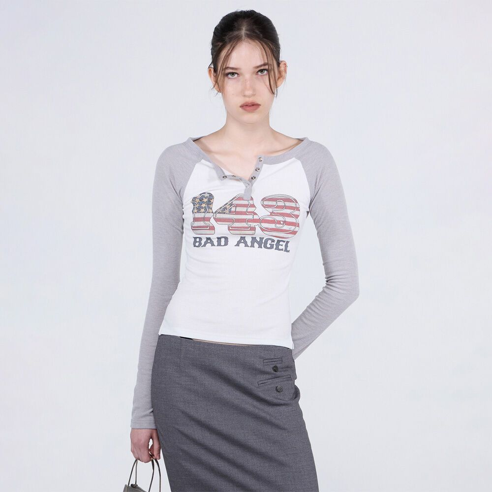 Flag Raglan T-shirt Ivory/Gray - 감도 깊은 취향 셀렉트샵 29CM