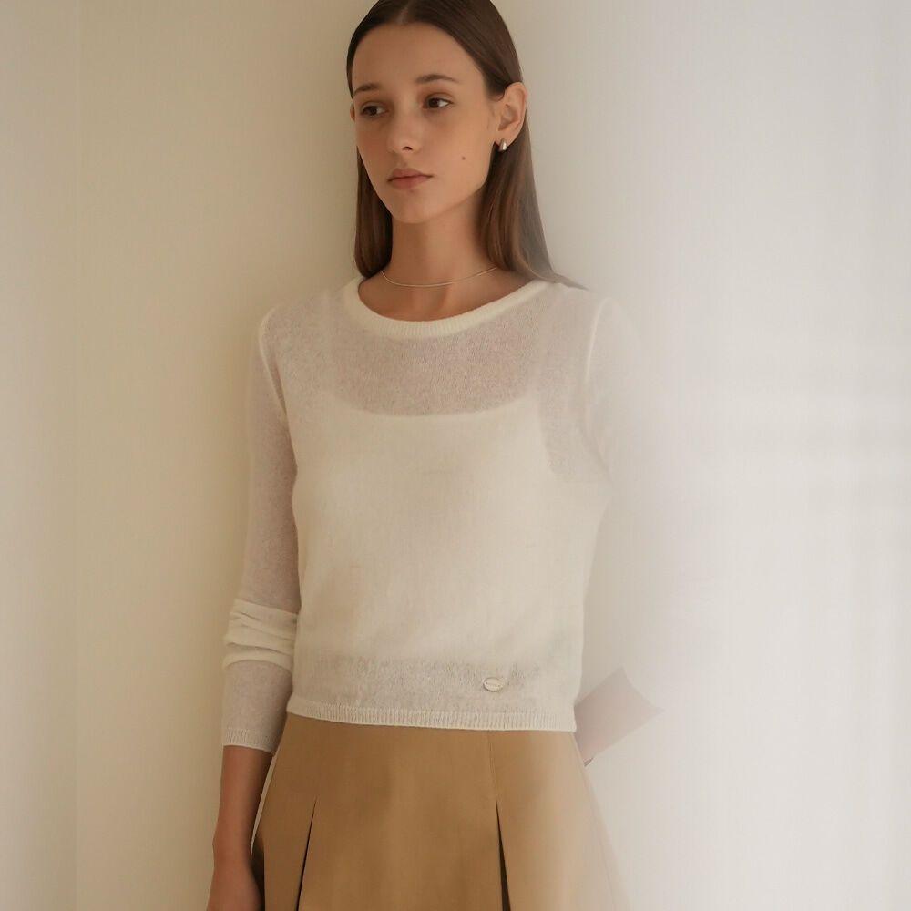 Thin basic logo knit_Ivory - 감도 깊은 취향 셀렉트샵 29CM
