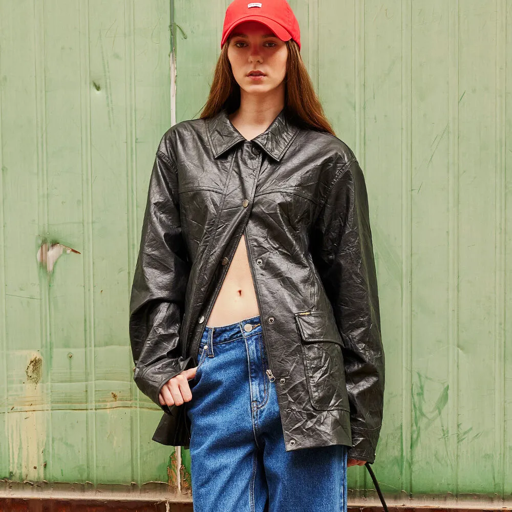 Faux Leather Middle Hip Jacket Black - 감도 깊은 취향 셀렉트샵 29CM