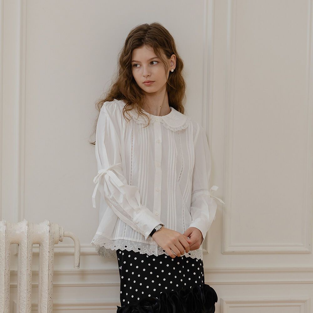 DD_Lace collar ribbon sleeve shirt - 감도 깊은 취향 셀렉트샵 29CM