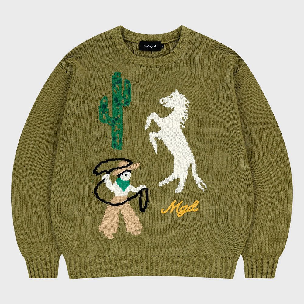 MGD COWBOY KNIT SWEATER OLIVE(MG2EFMK604A) - 감도 깊은 취향 셀렉트샵 29CM