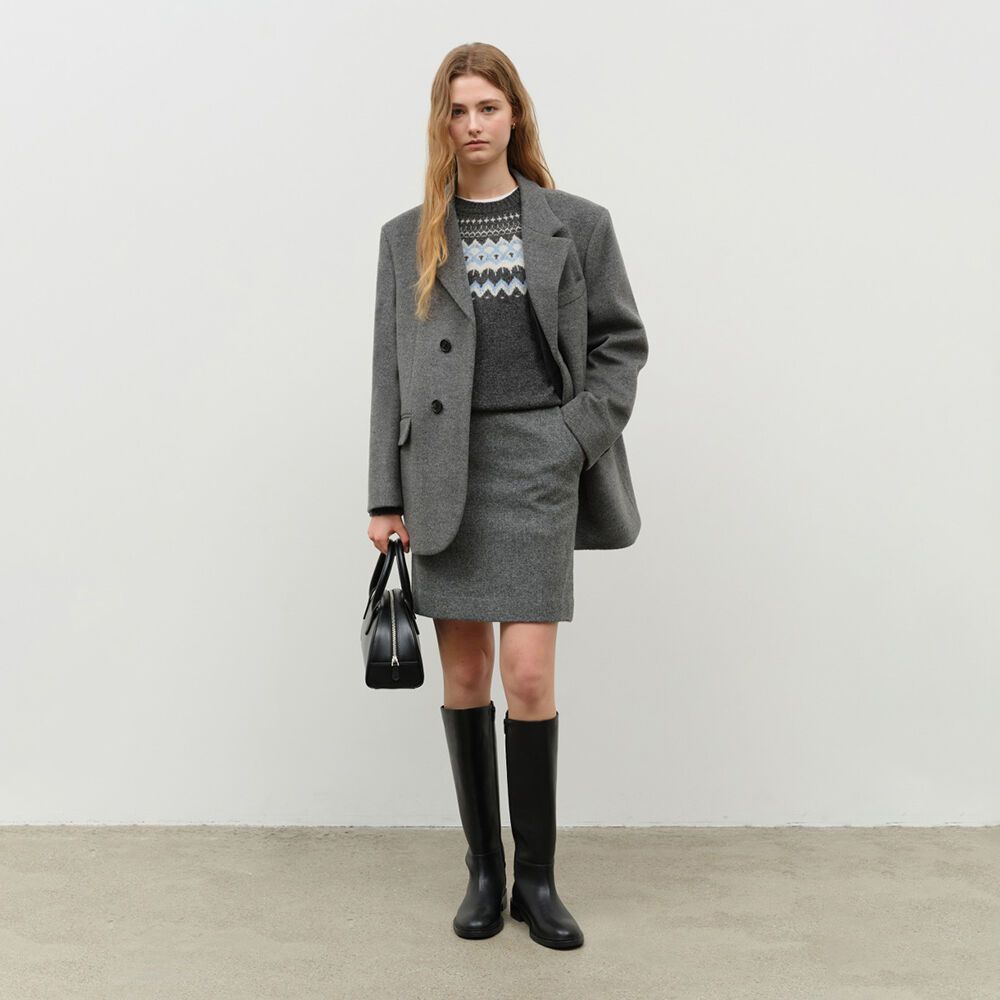 UNISEX LAYERED HEAVY WOOL BLAZER MELANGE GREY_UDJA4D121G2 - 감도 깊은 취향 셀렉트샵 29CM