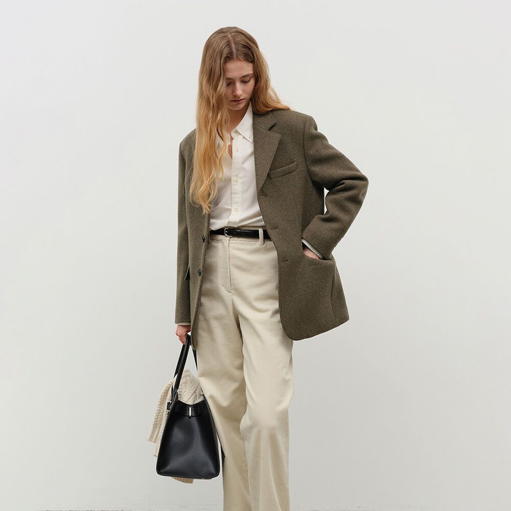 UNISEX 3 BUTTON WOOL JACKET KHAKI_UDJA4D122K2 - 감도 깊은 취향 셀렉트샵 29CM