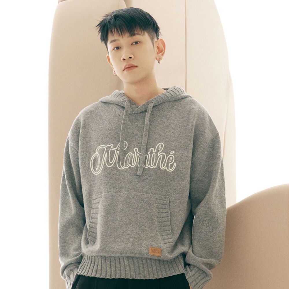 CHAIN EMBROIDERY LOGO KNIT HOODIE gray - 감도 깊은 취향 셀렉트샵 29CM