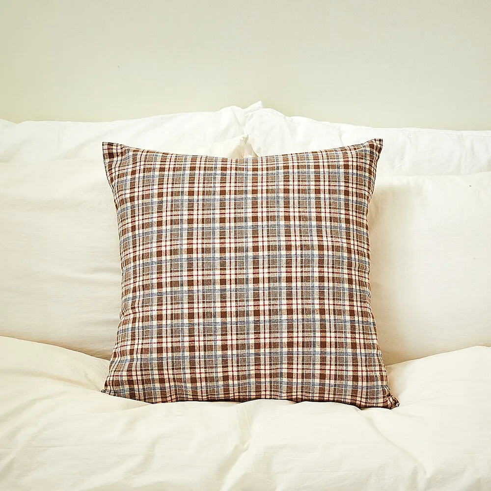 L 기모 브라운체크 쿠션커버 45X45 - 감도 깊은 취향 셀렉트샵 29CM