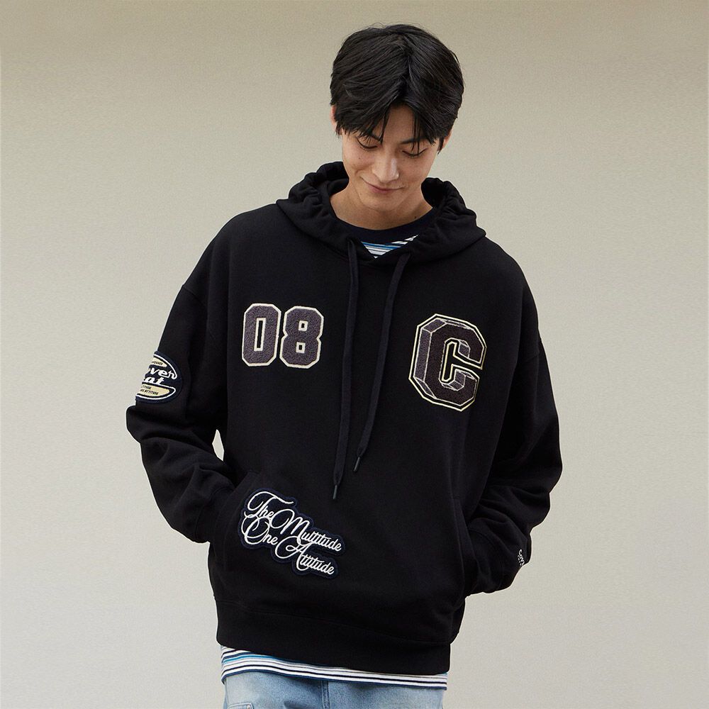 [24FW] 컬리지 C 로고 드롭핏 후디 - 블랙 - 감도 깊은 취향 셀렉트샵 29CM