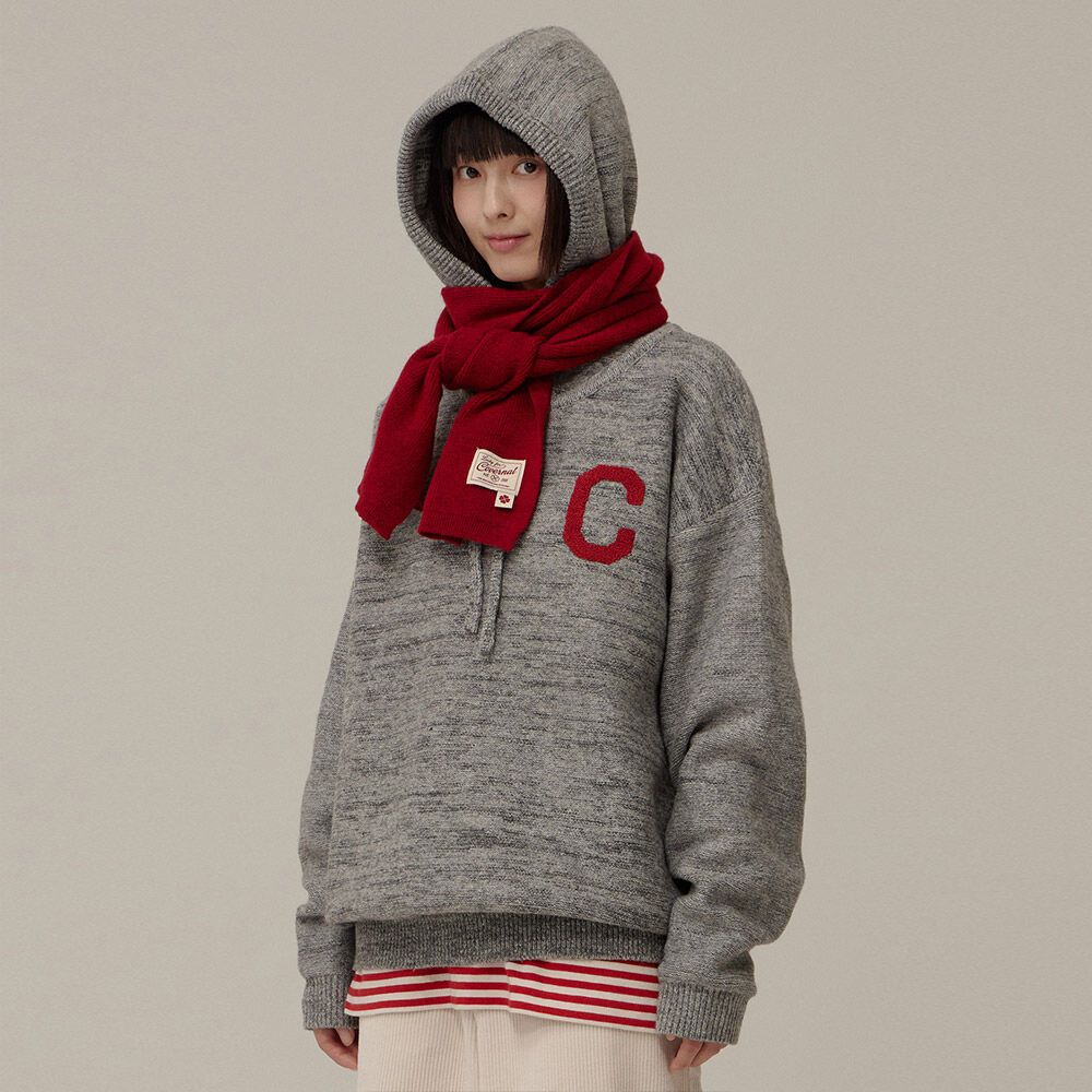 [24FW] C 로고 니트 후디 - 멜란지 그레이 - 감도 깊은 취향 셀렉트샵 29CM