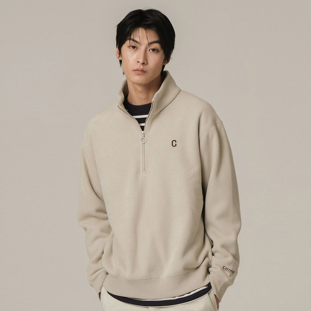 [24FW] 스몰 C 로고 코듀로이 하프 집업 - 베이지 - 감도 깊은 취향 셀렉트샵 29CM