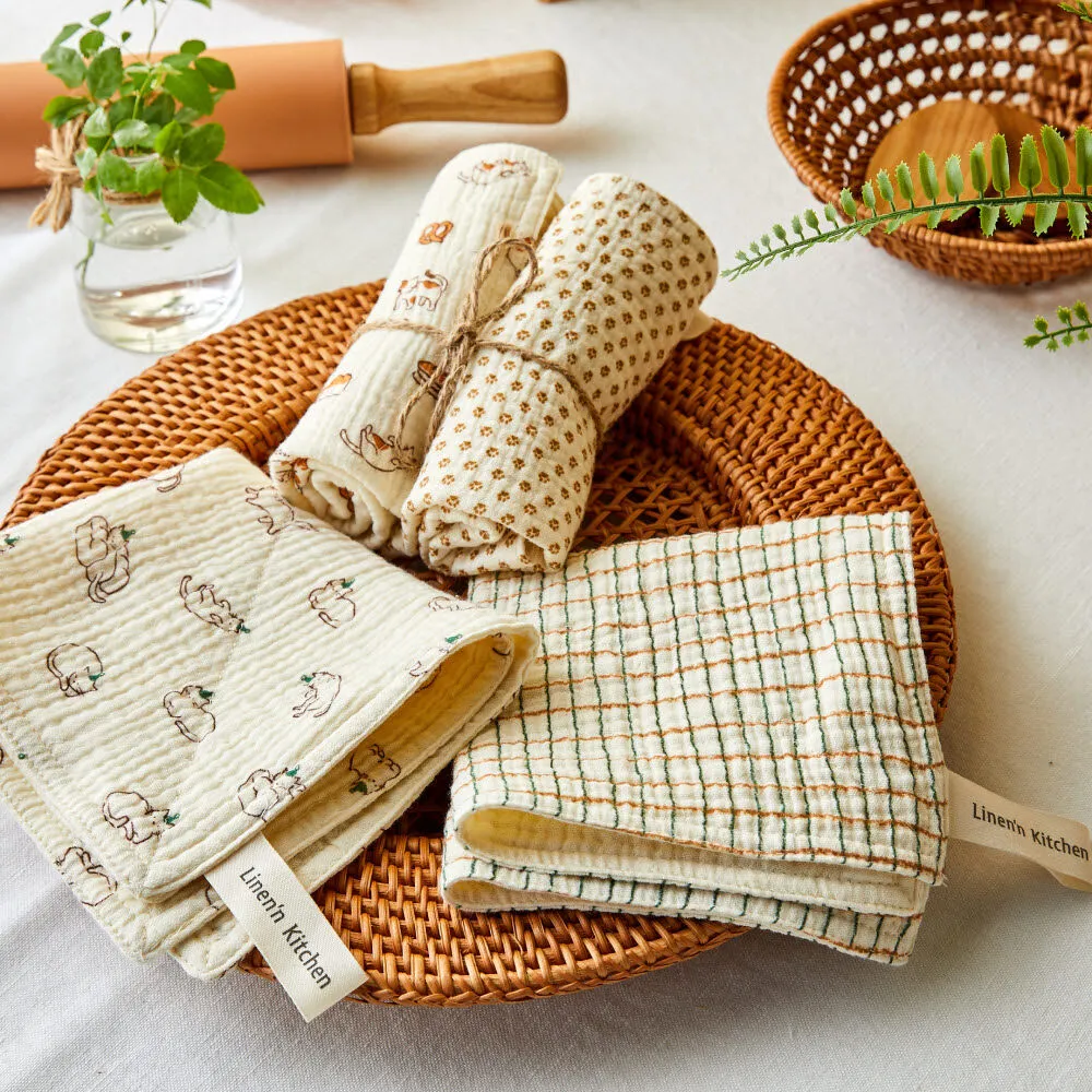 ON L 도톰한 4중지 살림 거즈행주 30x30 4P 뚱냥이 - 감도 깊은 취향 셀렉트샵 29CM