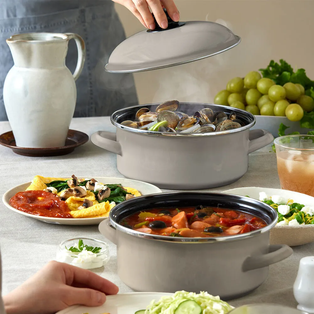 [KINDMARKET X ELO] 그레이쉐도우 IH 법랑 양수냄비 4종 세트 - 감도 깊은 취향 셀렉트샵 29CM