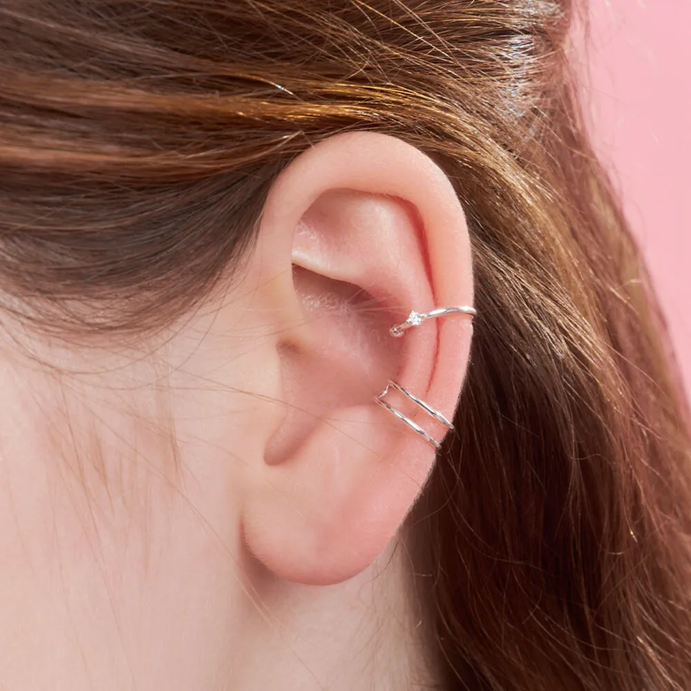 [silver925][손예진 착용] line pearl cubic earcuff set - 감도 깊은 취향 셀렉트샵 29CM