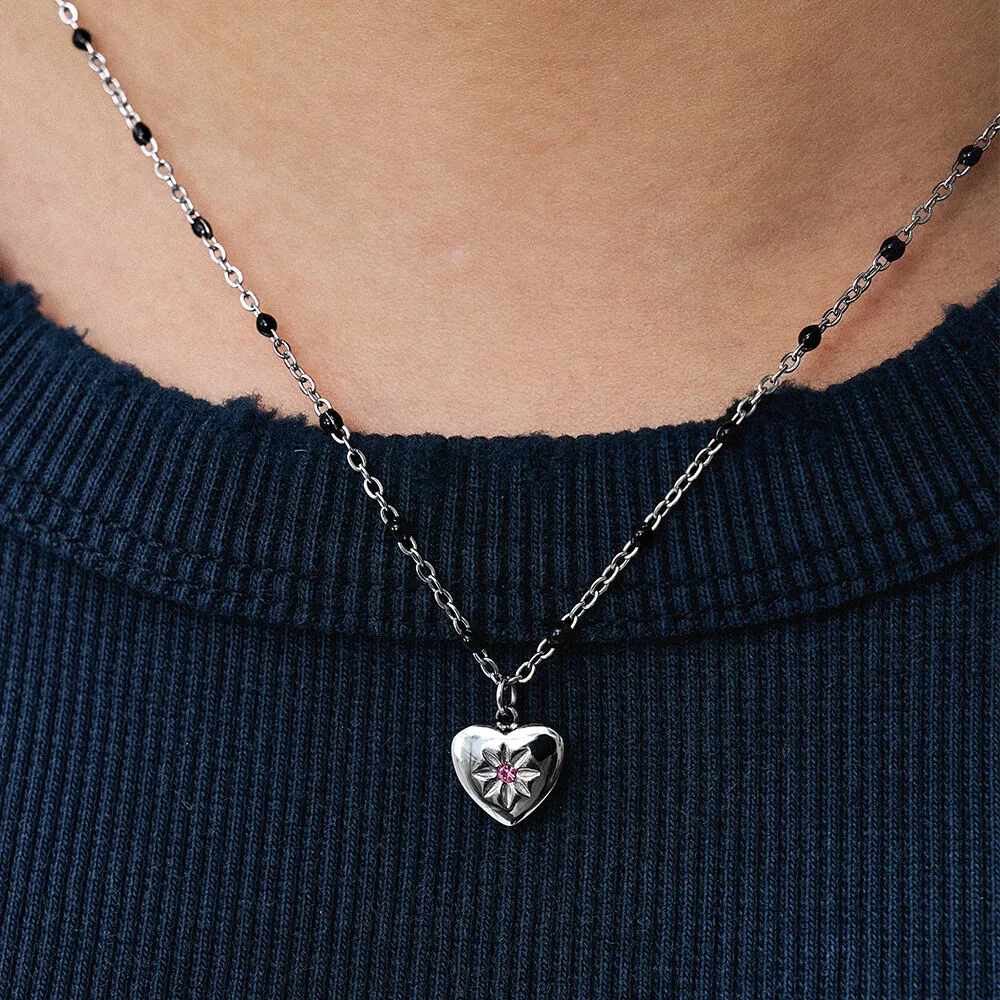 RS008 Pink CZ Setting Heart Pendent Necklace - 감도 깊은 취향 셀렉트샵 29CM