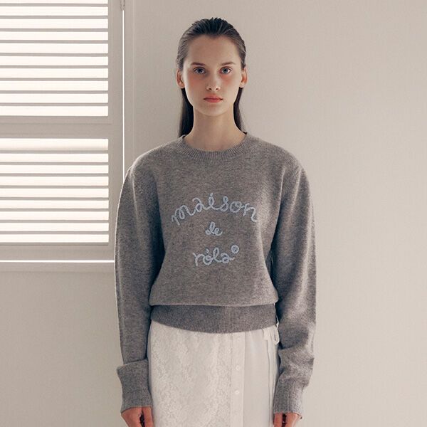 MAISON DE ROLA EMBROIDERY KNIT GRAY - 감도 깊은 취향 셀렉트샵 29CM