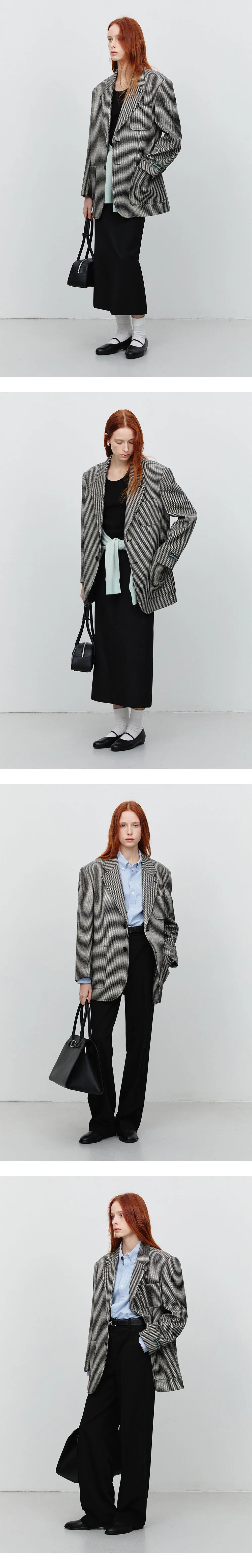 UNISEX OVERSIZED WOOL BLAZER BLACK CHECK_UDJA5A107BK - 감도 깊은 취향 셀렉트샵 29CM