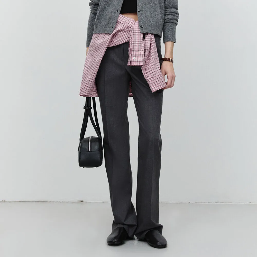 SEMI BOOT-CUT SLIM SLACKS CHARCOAL GREY_UDPA5A201CG - 감도 깊은 취향 셀렉트샵 29CM