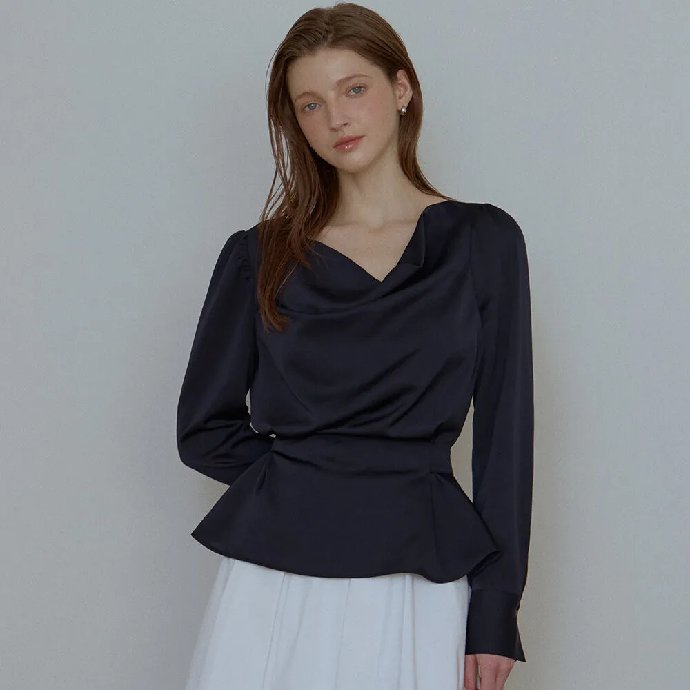 Cowl Neck Drape Blouse [Navy] - 감도 깊은 취향 셀렉트샵 29CM
