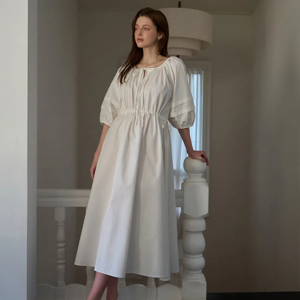 Ribbon Shirring Puff Long Dress [Ivory] - 감도 깊은 취향 셀렉트샵 29CM