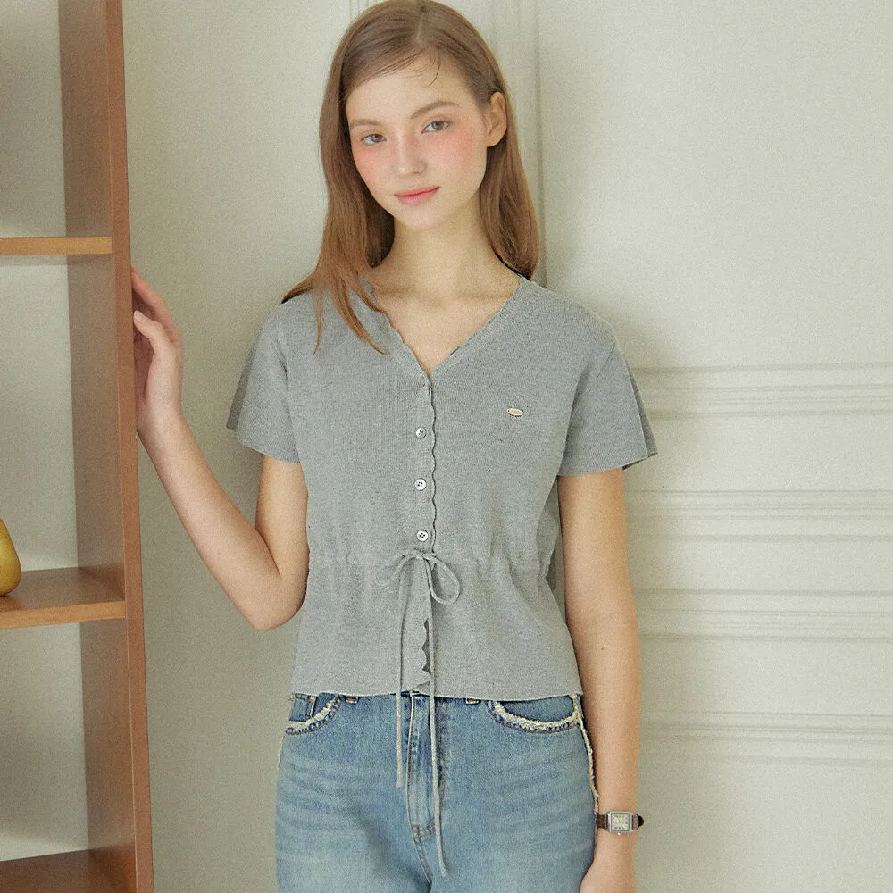 V-neck Waist String Cardigan - Melange Grey - 감도 깊은 취향 셀렉트샵 29CM