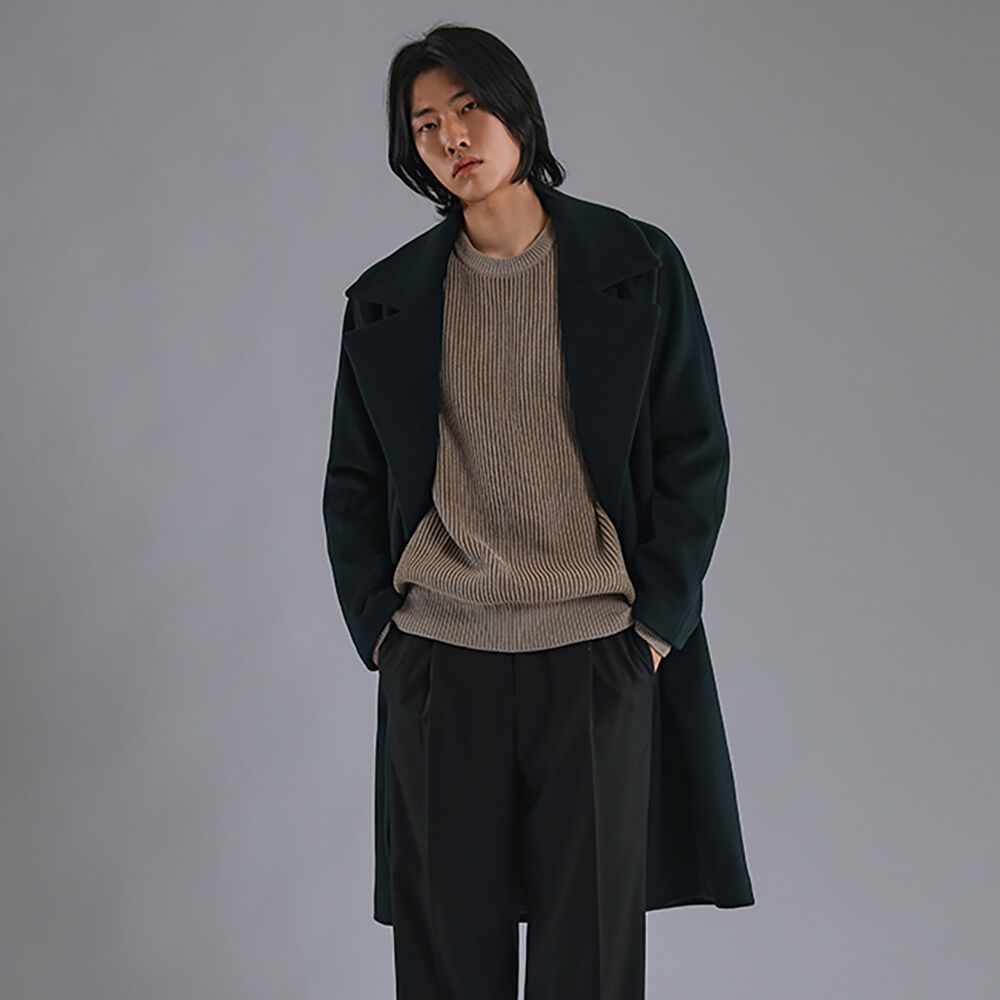 남성 하이넥 와이드 라펠 코트 (DK-GREEN) - 감도 깊은 취향 셀렉트샵 29CM